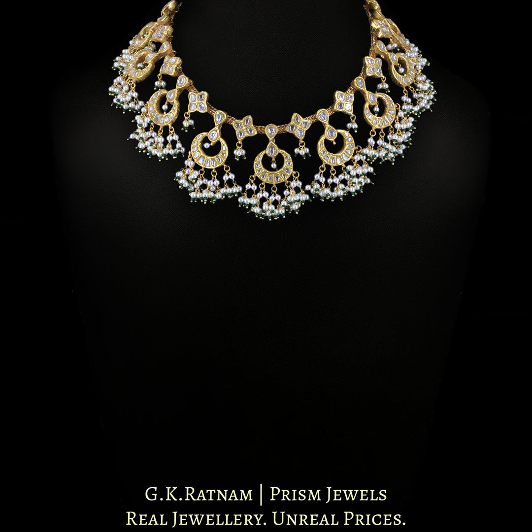 23k Gold And Diamond Polki Chain Necklace Set with chand-motifs – G. K ...