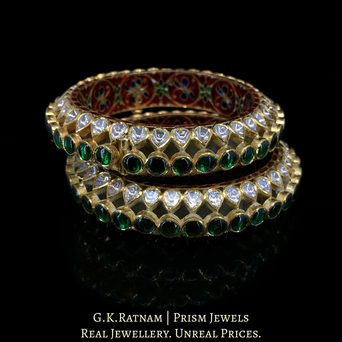 18k Gold and Diamond paunchi-inspired Polki Bangle Pair – G. K. Ratnam