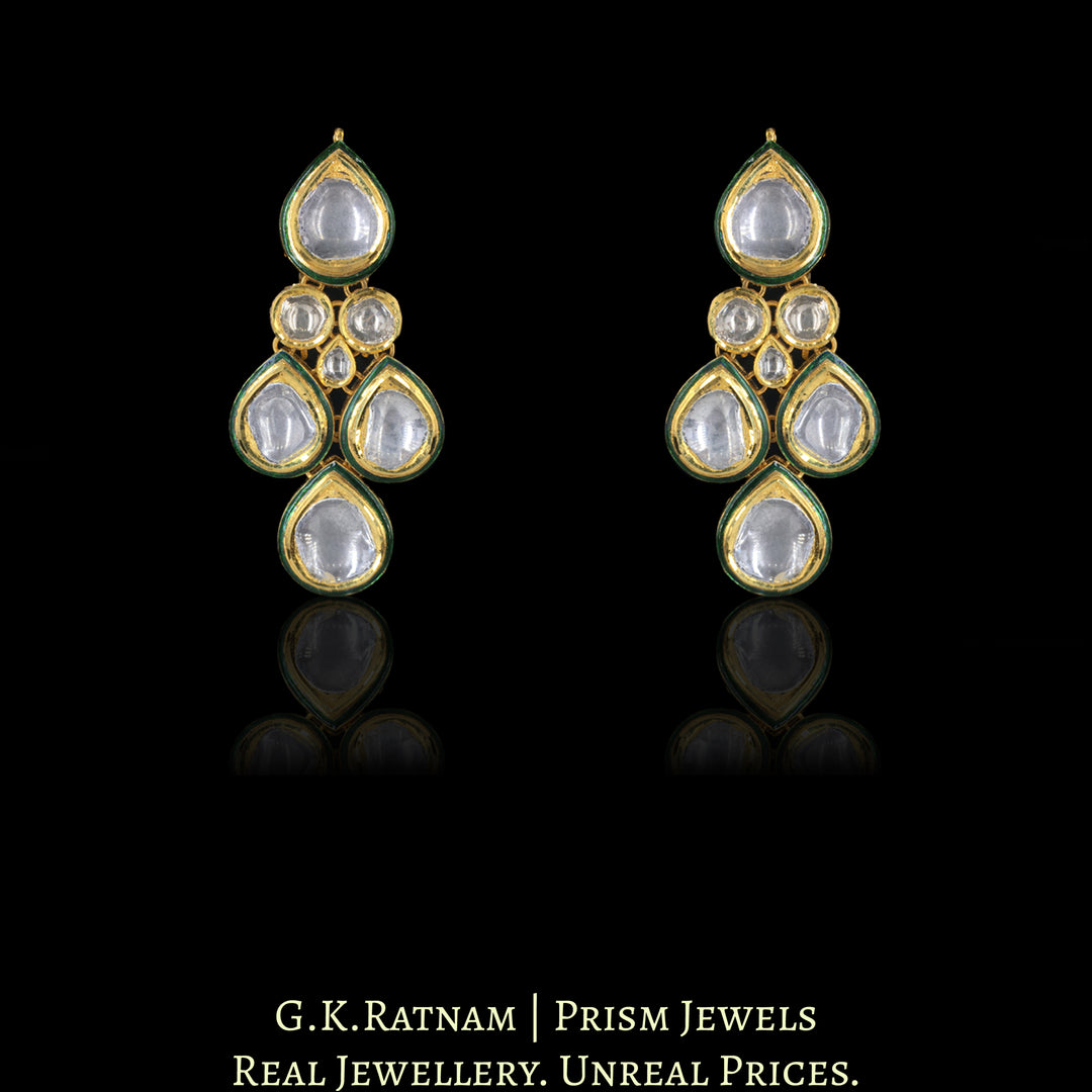 18k Gold and Diamond Polki Necklace Set with Green Enamel – G. K. Ratnam
