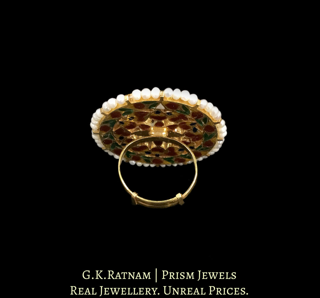 18k Gold and Diamond Polki Cocktail Ring with Hyderabadi Pearls – G. K ...