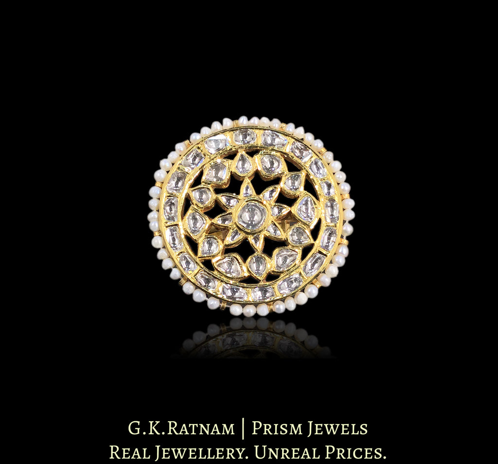 18k Gold and Diamond Polki Cocktail Ring with Hyderabadi Pearls – G. K ...