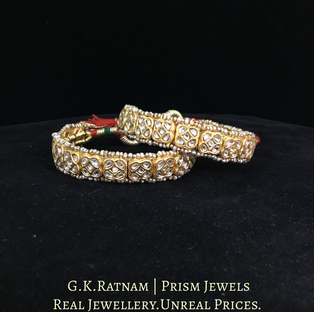 23k Gold and Diamond Polki Bracelet Pair (Paunchi / Ponchi) with Antiq ...